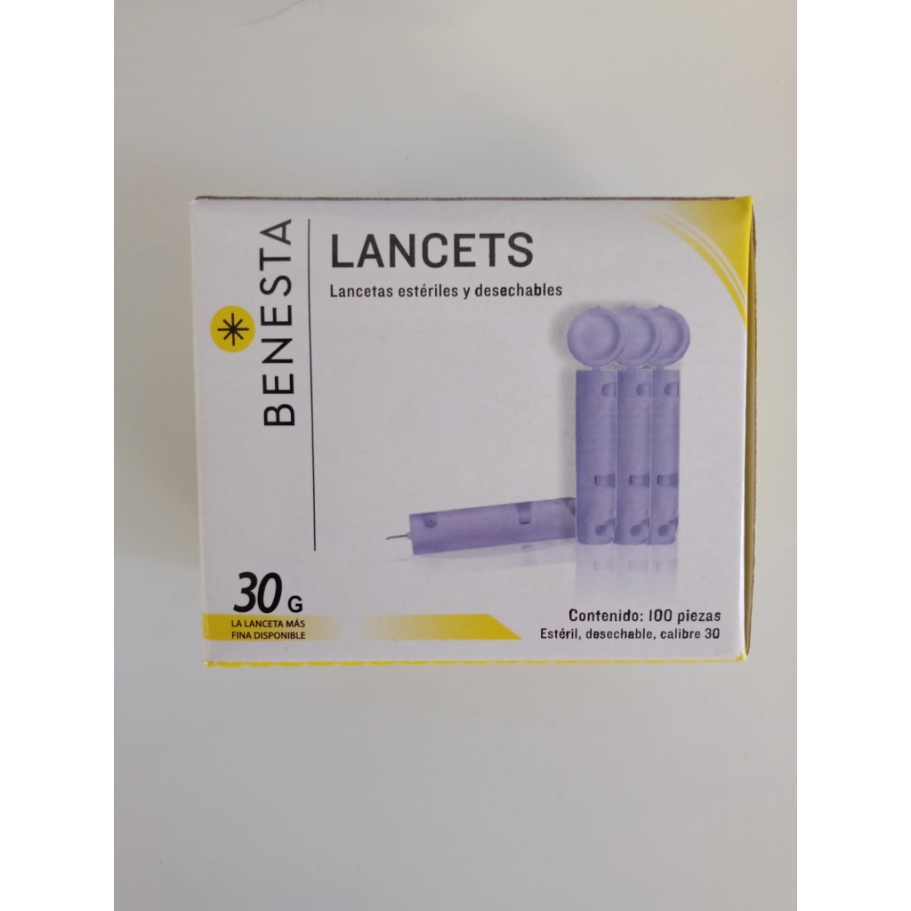 LANCETA DESECHABLE BENESTA CON 100 PZAS - Villa Farma | Farmacia ...